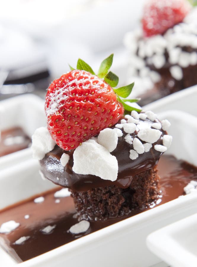 Chocolate Mudcake with Strawberry Stock Photo - Image of dinner, eating ...
