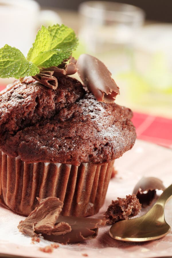 Chocolate muffin stock image. Image of china, food, shavings - 16178839