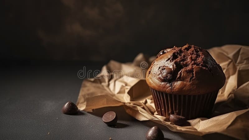 Chocolate Muffin. Generative AI Stock Illustration - Illustration of ...