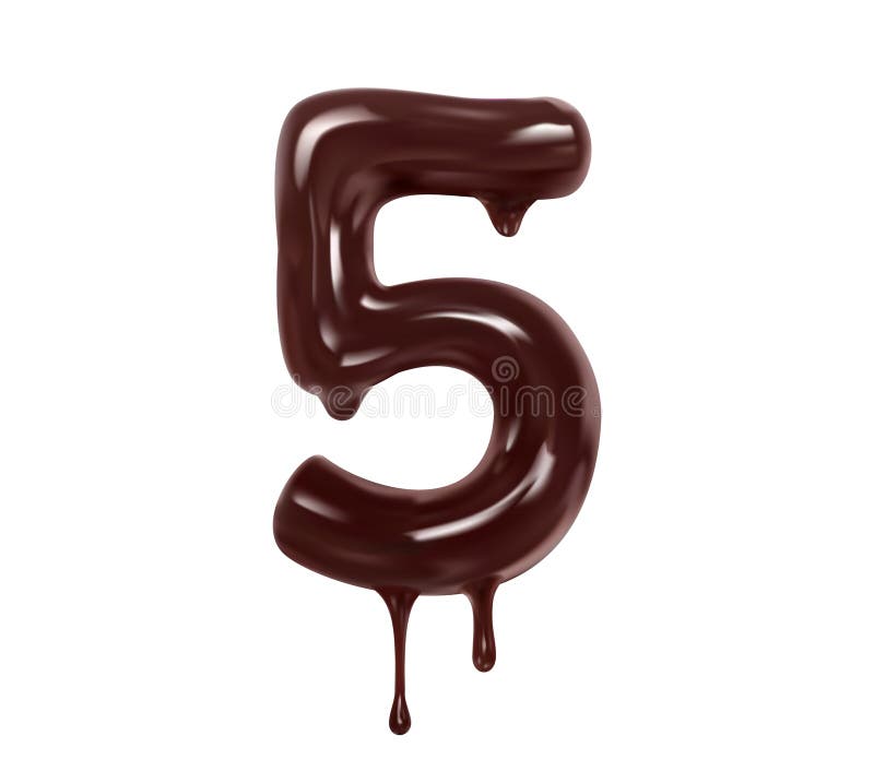 Chocolate Number 5 Five with Flow Drip, Choco Font Stock Illustration ...