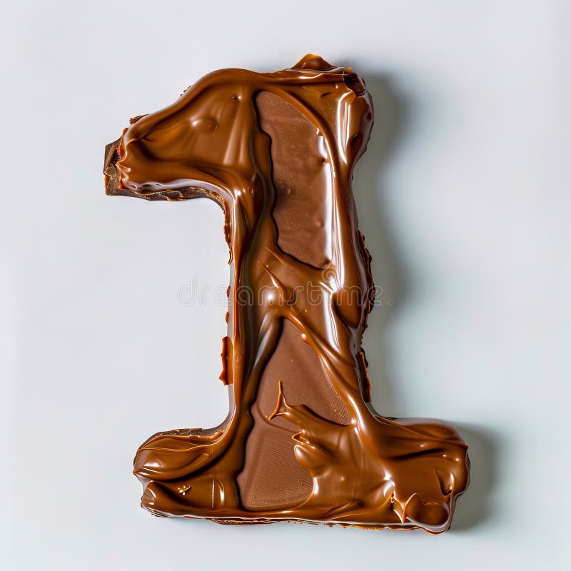 A Chocolate Number One on a White Background Stock Photo - Image of ...
