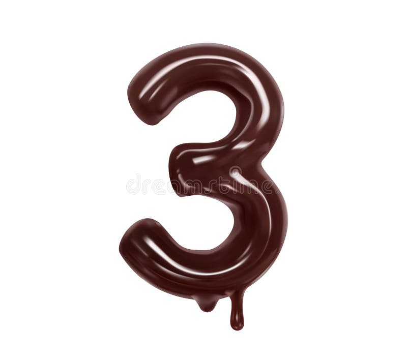 Chocolate Number 3 Three Font with Choco Flow Drip Stock Illustration ...