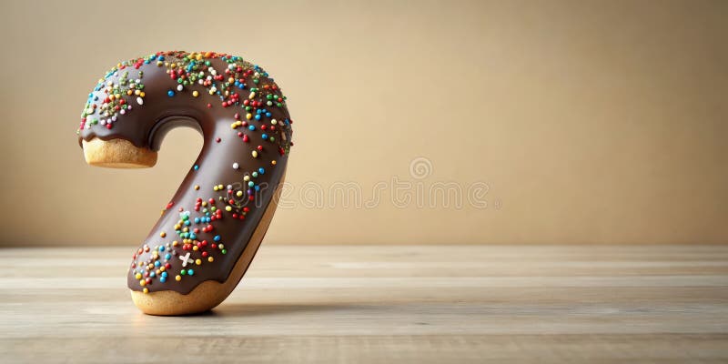Chocolate Number Two Donut with Sprinkles on Wood. Generative AI Stock ...