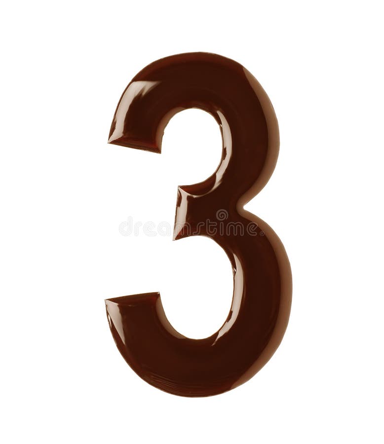 Chocolate Number 3 on White Background Stock Photo - Image of gourmet ...
