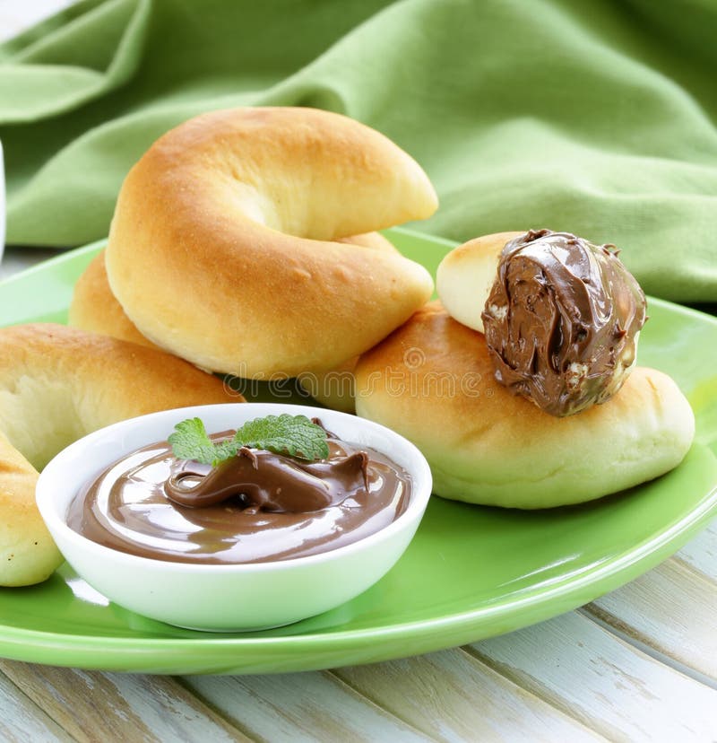 Chocolate Nut Paste (nutella) for Breakfast with Bread Stock Photo ...