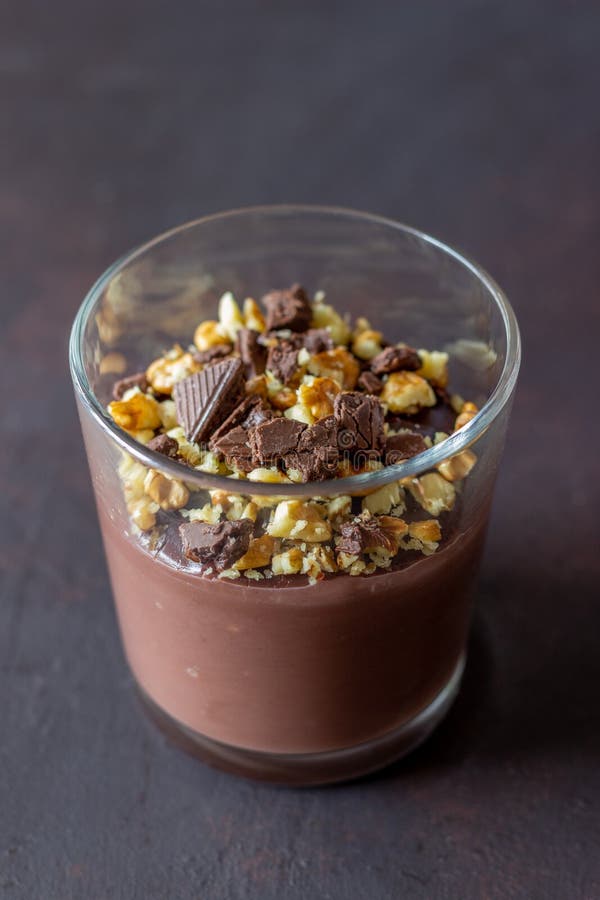 Chocolate Nut Pudding. Breakfast. Vegetarian Food. Dessert Stock Photo ...