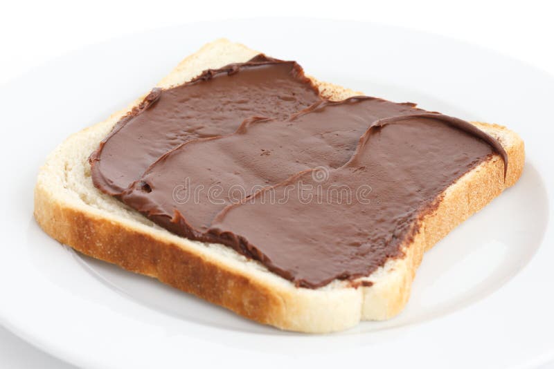 Chocolate Nut Spread on Sliced White Bread. Stock Image - Image of ...