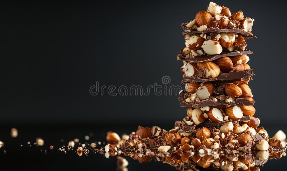 Chocolate with Nuts Stack, Rich Dark Chocolate Layered with Assorted ...