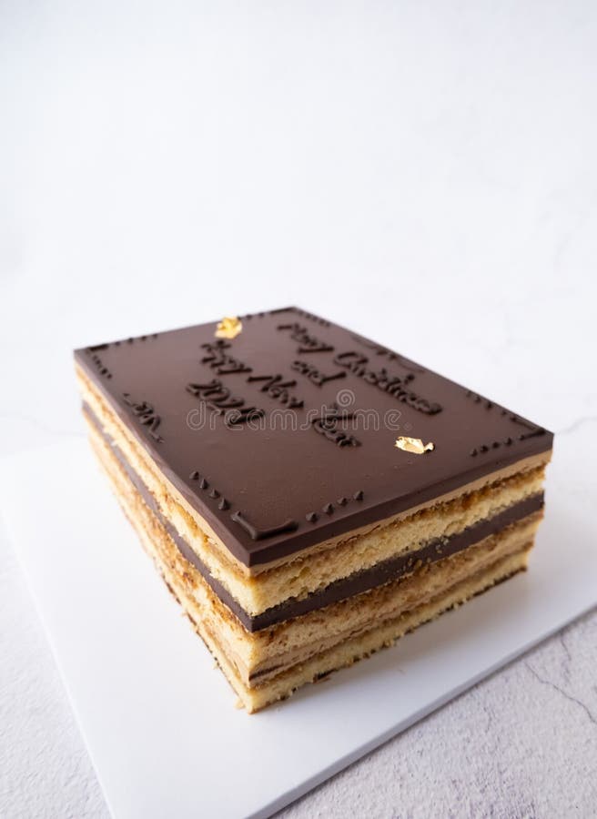 Chocolate Opera Cakes for Birthday Stock Photo - Image of opera, chips ...