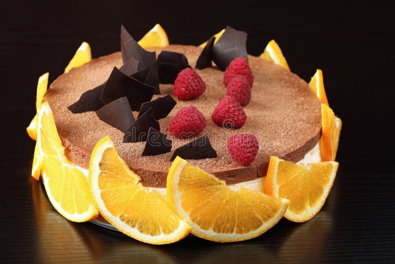 Chocolate Orange Mousse Cake Stock Photo - Image of raspberry ...