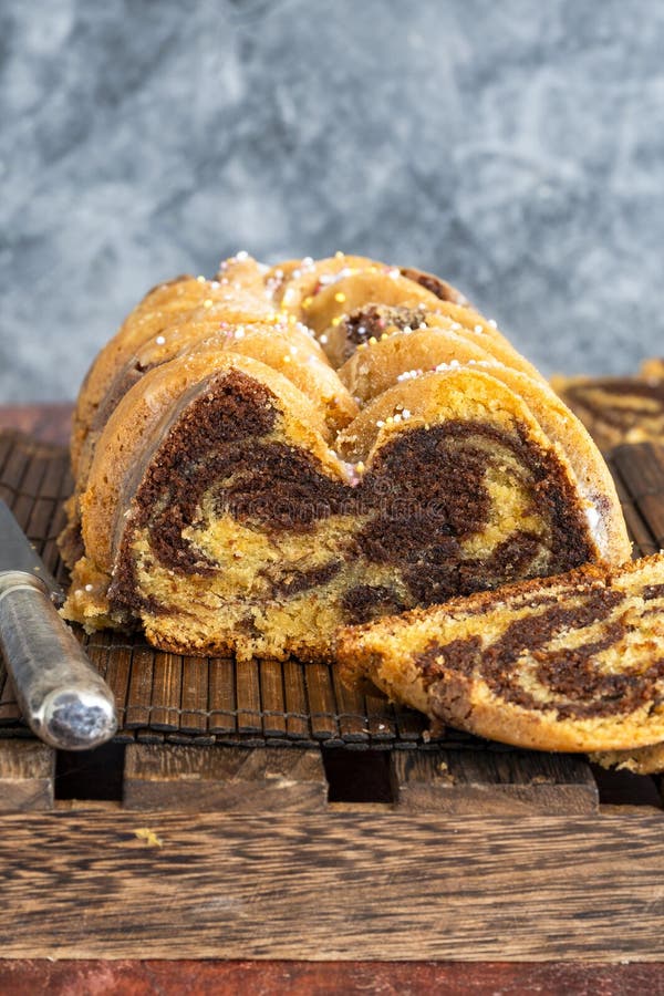 Chocolate Orange Zebra Cake Stock Image - Image of food, swirl: 363172485
