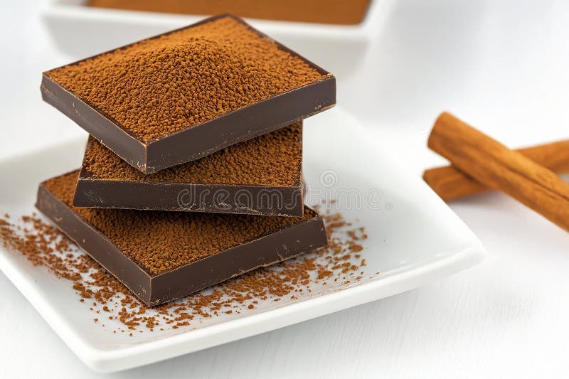 Chocolate Ounces Covered with Cocoa Powder and Piled on a Plate Stock ...