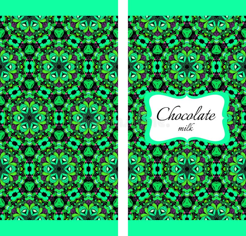 Chocolate Packaging Design. Bright Green Ornamental Pattern Stock ...