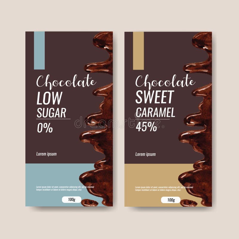 Chocolate Packing Design with Ingredients Cocoa Making, Watercolor ...