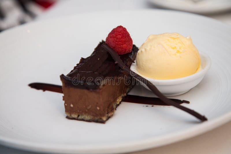 Chocolate Pastry with Vanilla Ice Cream Stock Image - Image of gourmet ...