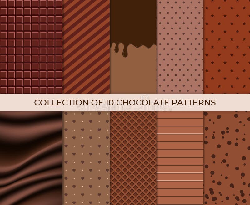Chocolate Patterns. Set of Bright Food Cards. Set of Chocolate and ...