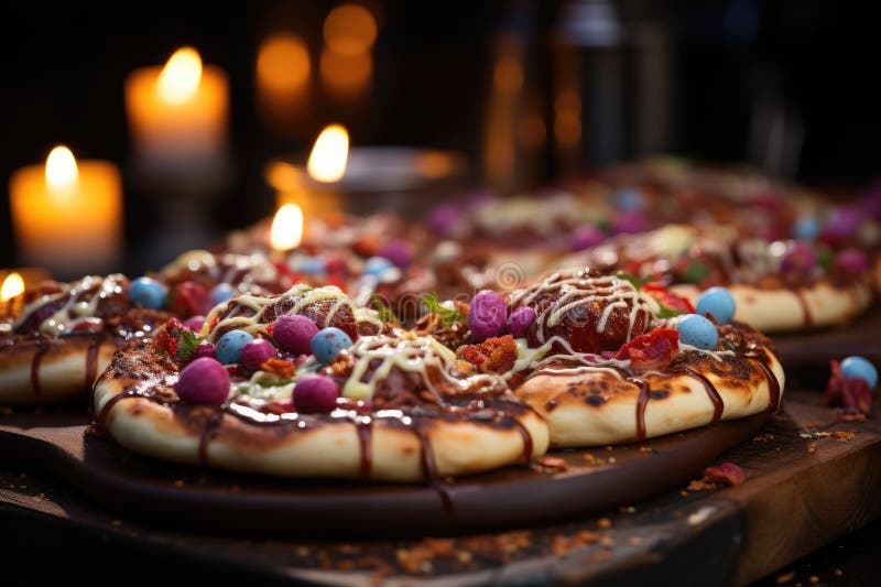 A Chocolate Pave Pizza at an Easter Party with Colorful Eggs ...