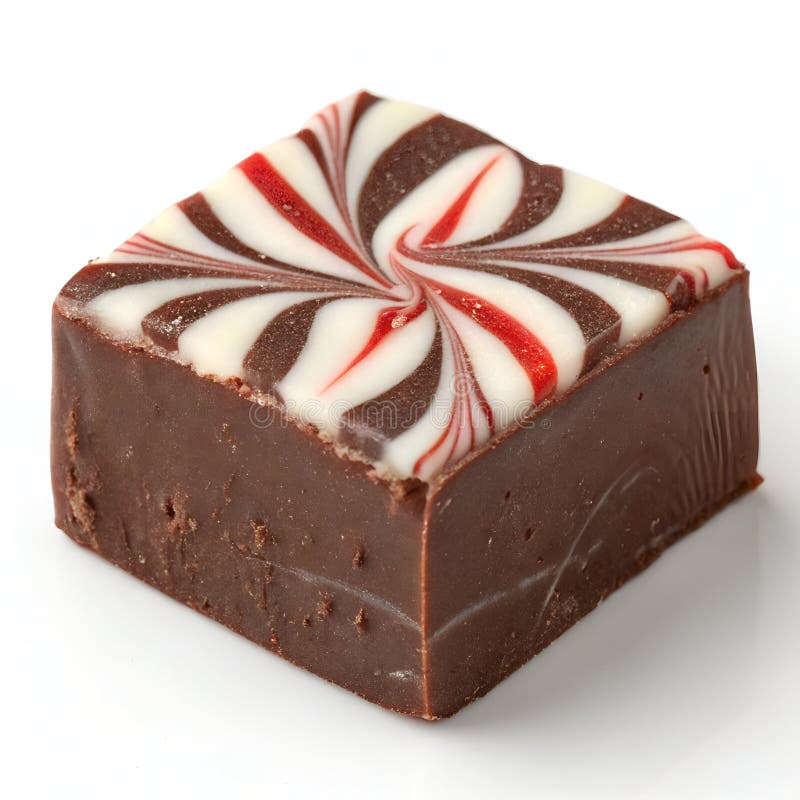 Chocolate Peppermint Fudge Isolated on White Background Stock ...