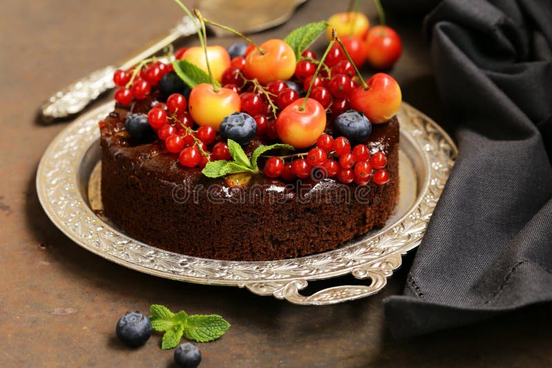 Chocolate pie cake stock image. Image of closeup, dessert - 122047593