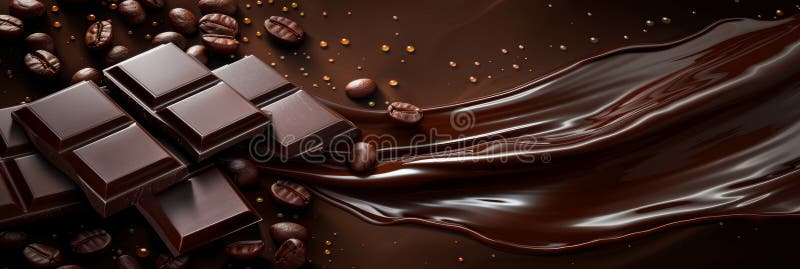 Chocolate Pieces and Coffee Beans, with a Blurry Background and ...