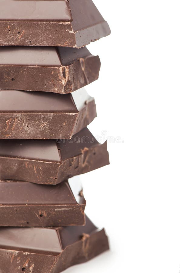 Chocolate Pieces. Dark Chocolate Bars Stacked High Stock Photo - Image ...