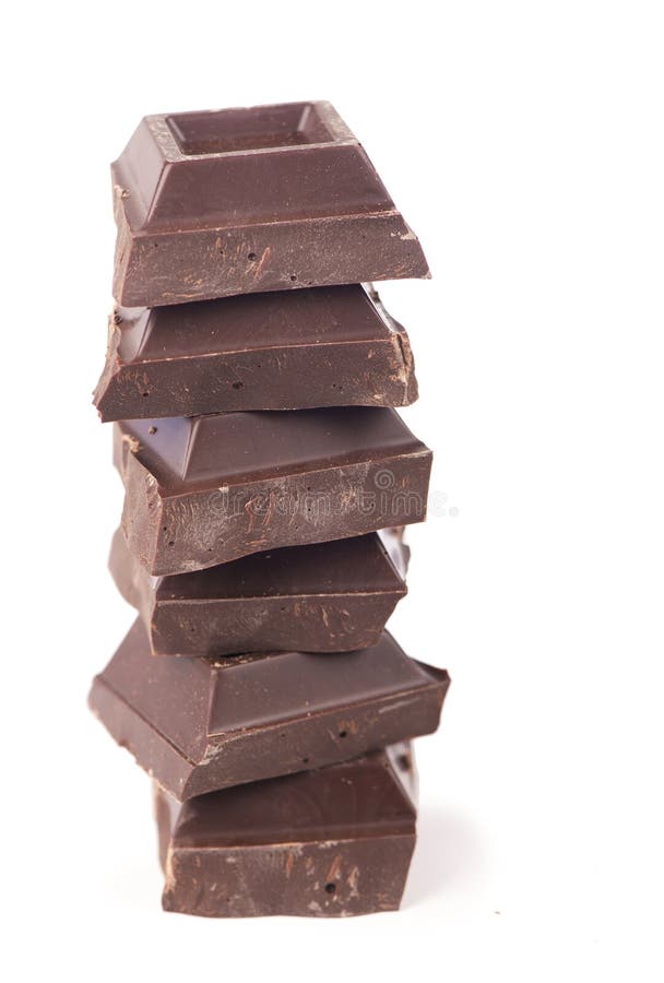 Chocolate Pieces. Dark Chocolate Bars Stacked High Stock Photo - Image ...