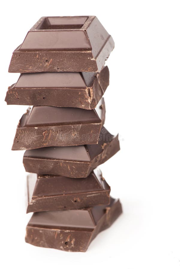 Chocolate Pieces. Dark Chocolate Bars Stacked High Stock Photo - Image ...