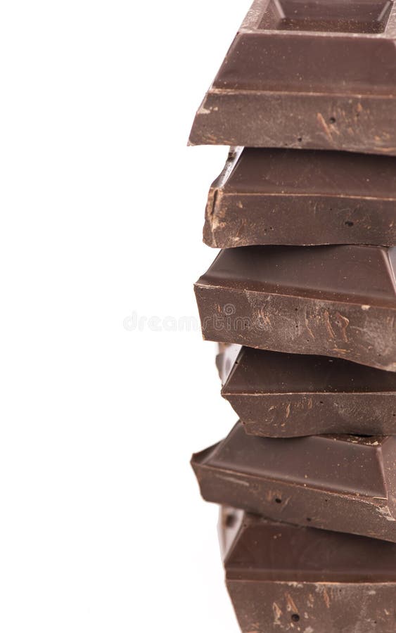 Chocolate Pieces. Dark Chocolate Bars Stacked High Stock Image - Image ...