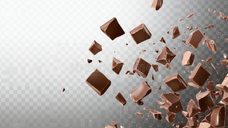 Chocolate Pieces Exploding on Transparent Background Stock Illustration ...