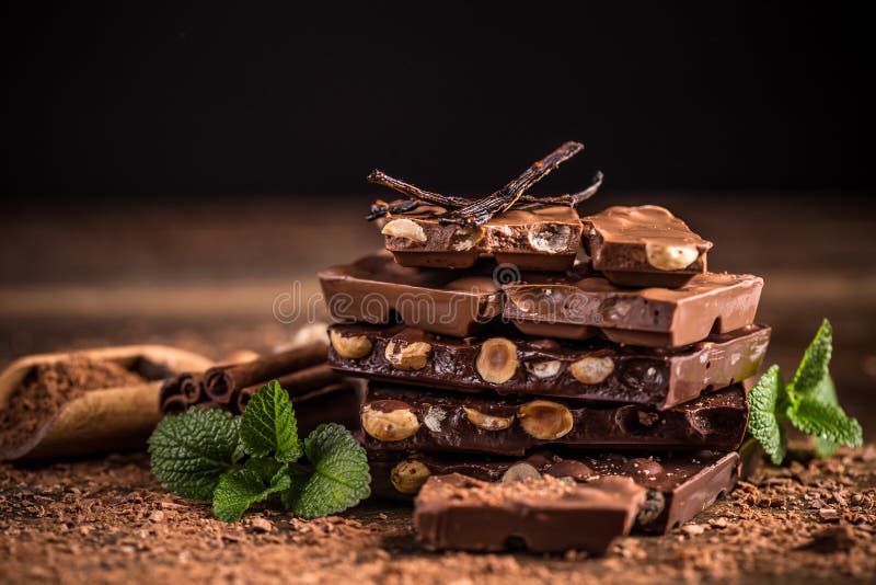 Chocolate pieces stock image. Image of nutritious, chocolate - 67142225