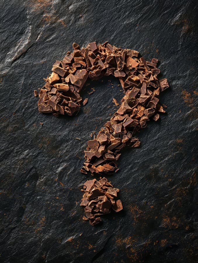 Chocolate Pieces Forming a Question Mark on a Dark Surface Stock Image ...