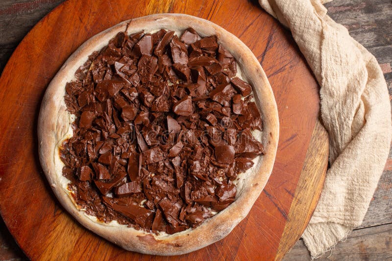 Chocolate Pizza. Brazilian Sweet Pizza Stock Photo - Image of cake ...