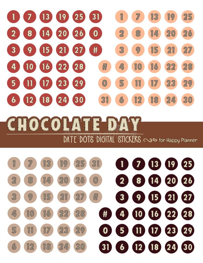 Chocolate Planner Stickers Collection with Cute Chocolate Colors Theme ...