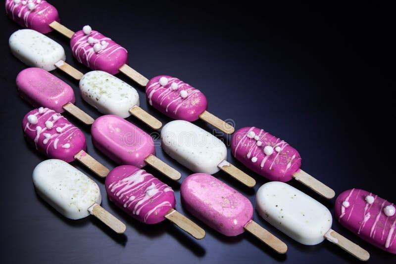 Chocolate Popsicles Flat Lay on Dark Background Stock Image - Image of ...