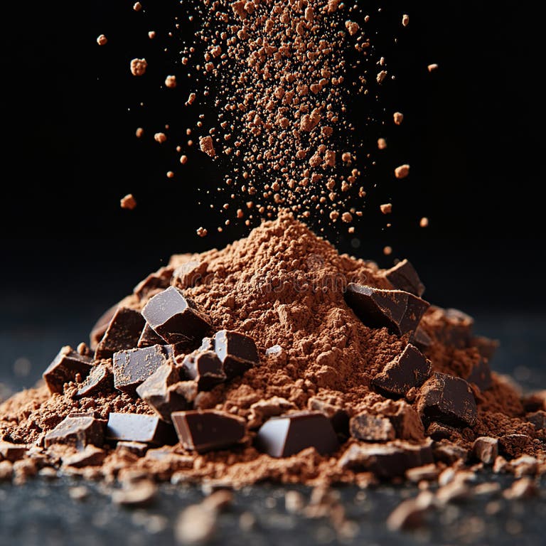 Chocolate Powder and Chunks Cascade Stock Illustration - Illustration ...