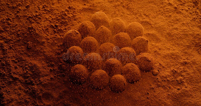 Chocolate Powder Falling on Chocolate Truffles Stock Image - Image of ...