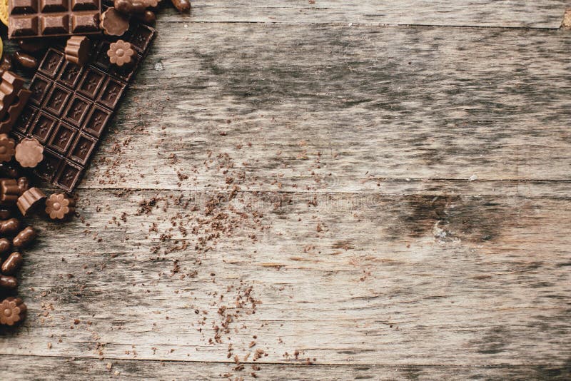 Chocolate and Praline on a Wooden Base Stock Image - Image of chocolate ...