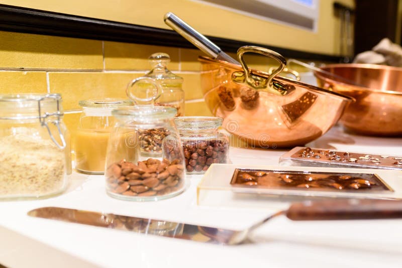 Chocolate Preparation - Making Chocolate in the Kitchen Stock Image ...