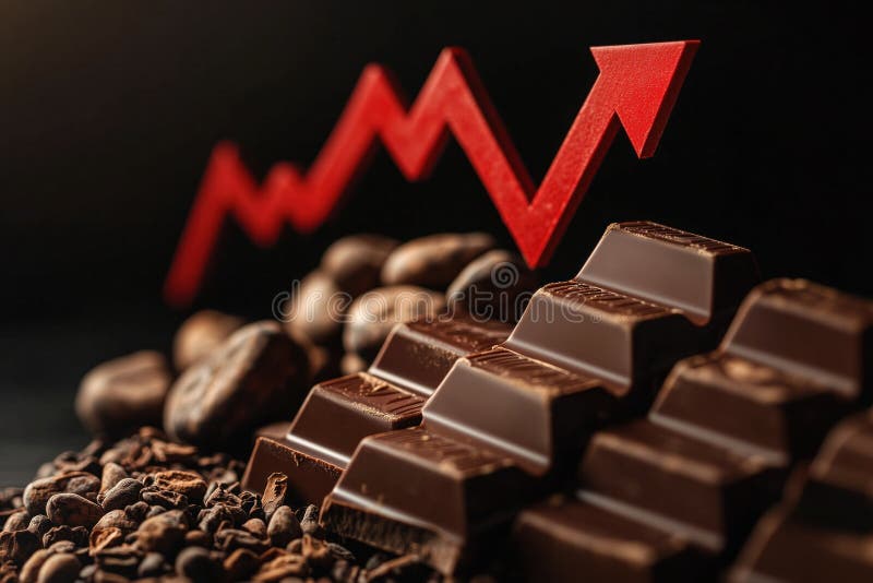 Chocolate Price Increasing Red Arrow Pointing Up Bars Stock Photos ...