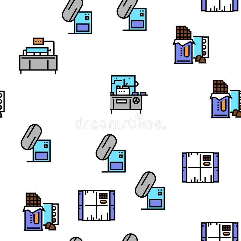 Chocolate Production Collection Icons Set Vector Stock Illustration ...