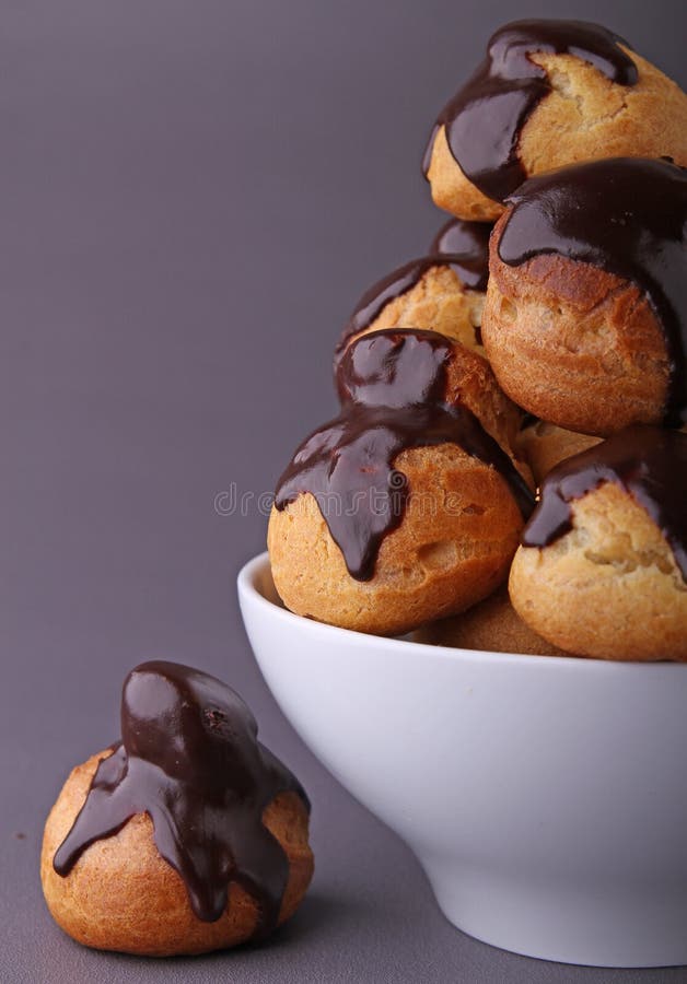 Chocolate profiteroles stock image. Image of pastry, dish - 20213899