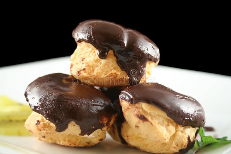 Chocolate Profiteroles with Cottage. Stock Image - Image of cafe ...