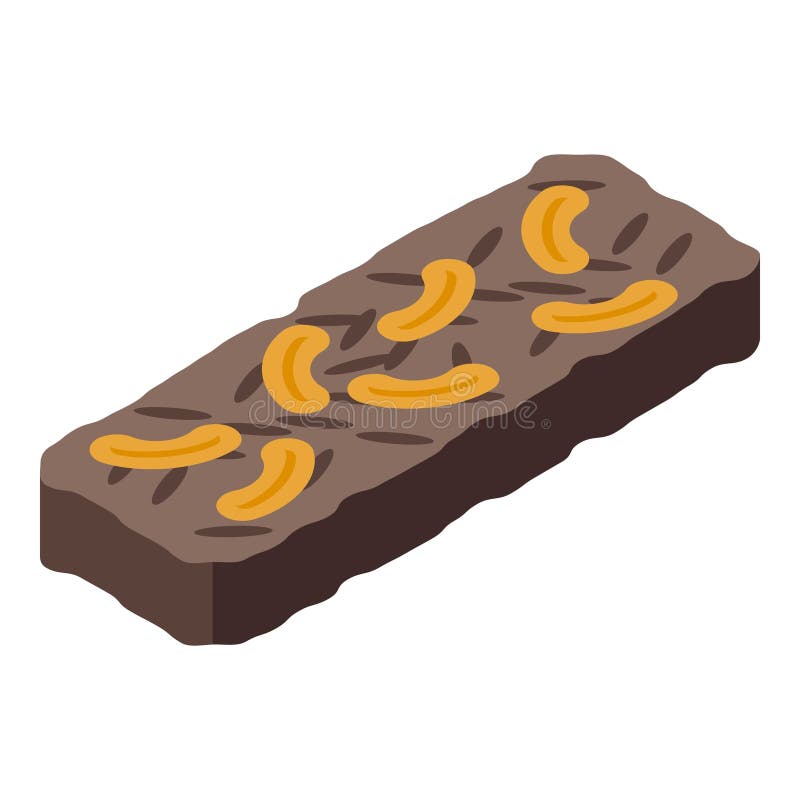 Chocolate Protein Bar with Nuts Isometric Icon Vector Illustration ...