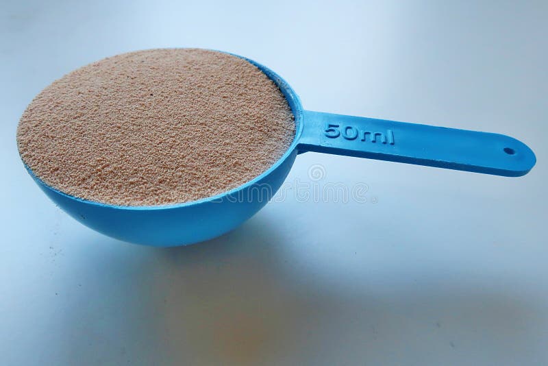 Chocolate Protein Powder - Blue Measuring Cup Stock Image - Image of ...