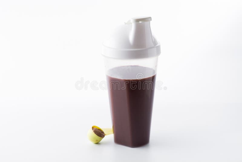 Chocolate Protein Shake on White Background Stock Photo - Image of ...