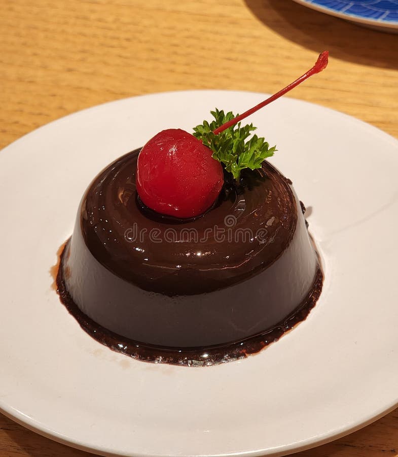 A Chocolate Pudding with Cherry on Top Stock Photo - Image of breakfast ...