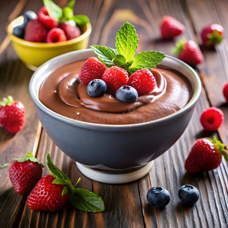 Chocolate Pudding Fruit stock illustration. Illustration of flora ...