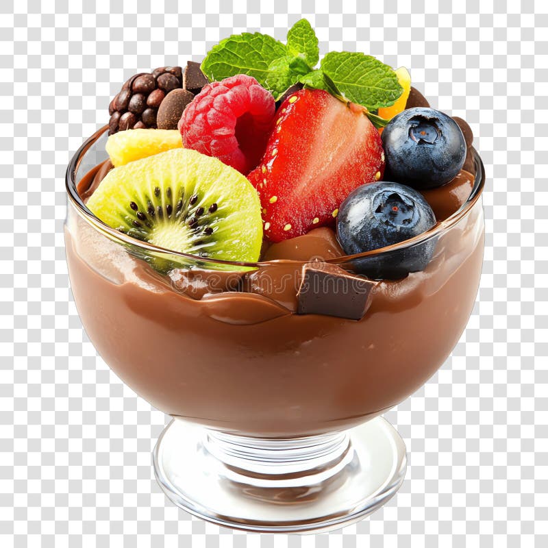 Chocolate Pudding with Fruits Stock Illustration - Illustration of ...