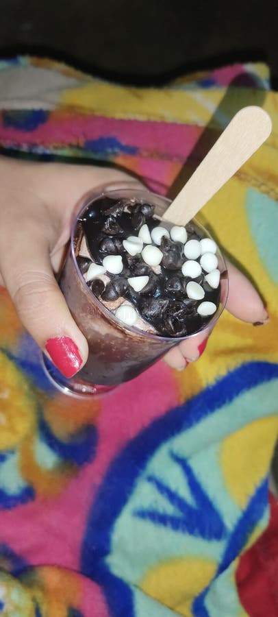 Chocolate Pudding Recipe in Night Mood Stock Photo - Image of mood ...