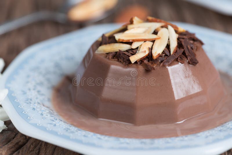 Chocolate Pudding Topping of Chocolate and Almond Sliced. Stock Image ...